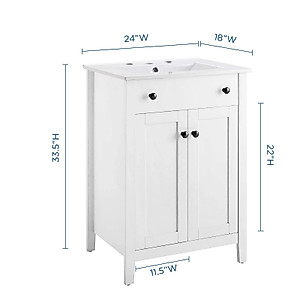 Modway Nantucket 24" Bathroom Vanity in White, 24 Inch