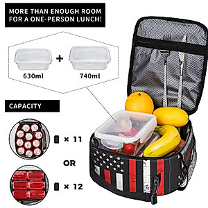 PrelerDIY Distressed American Flag Lunch Box - Insulated Lunch Bags for Women/Men/Girls/Boys Detachable Handle Lunchbox Meal Tote Bag