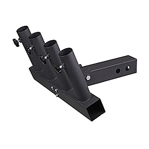 VANROUG Upgrade Hitch Mount 4 Truck Flag Pole Holder,Fishing Rod Storage Rack Adjustable Angle for Any Vehicle with Standard 2" Hitch Receiver,Black