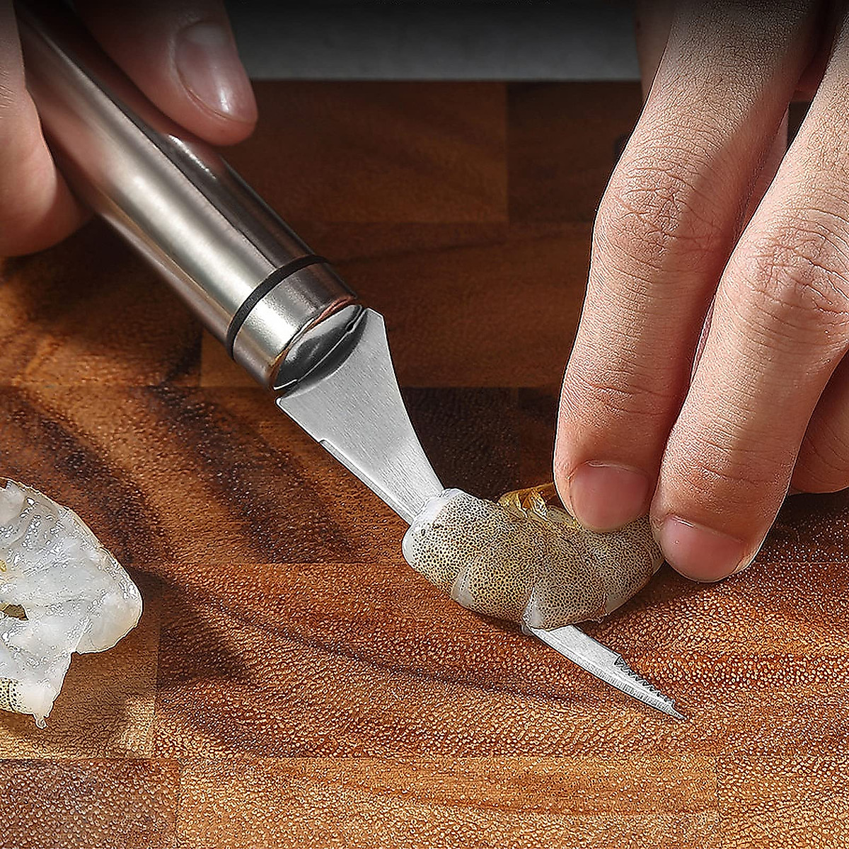 1 Set 2 Pcs Stainless Steel Shrimp Opener Fish Seafood Cleaner Tool Prawn Cleaning Tool Seafood Picks Tool Shrimp Prawn Peeler Crab Poop Oyster Wooden Peeling Machine Lobster
