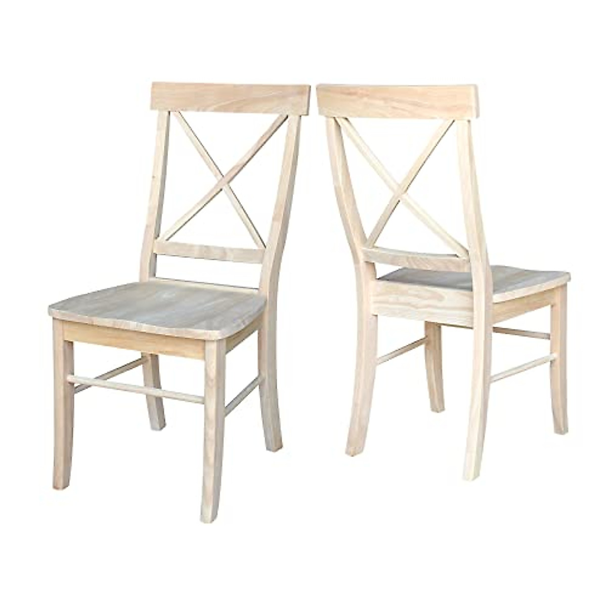 International Concepts Pair of X-Back Dining Chairs, Unfinished Wood