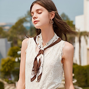 EXTREE Fashion Silky Satin Headscarf for Women Girls: Exquisite Pattern Lightweight Silk Graceful Scarfs 27.5 x 27.5 inches