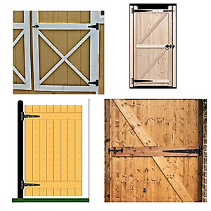 HLMOptimo Heavy Duty T Hinge Tee Hinge T Strap Hinge Shed Hinge Gate Hinge Barn Hinge Fence Hinge Door Hinge Wrought Rustproof All Size Black (6 pcs, 10 inch)
