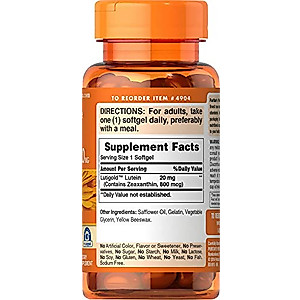 Puritan's Pride 2-pack of Lutein 20 Mg with Zeaxanthin-120 Softgels (240 Total)