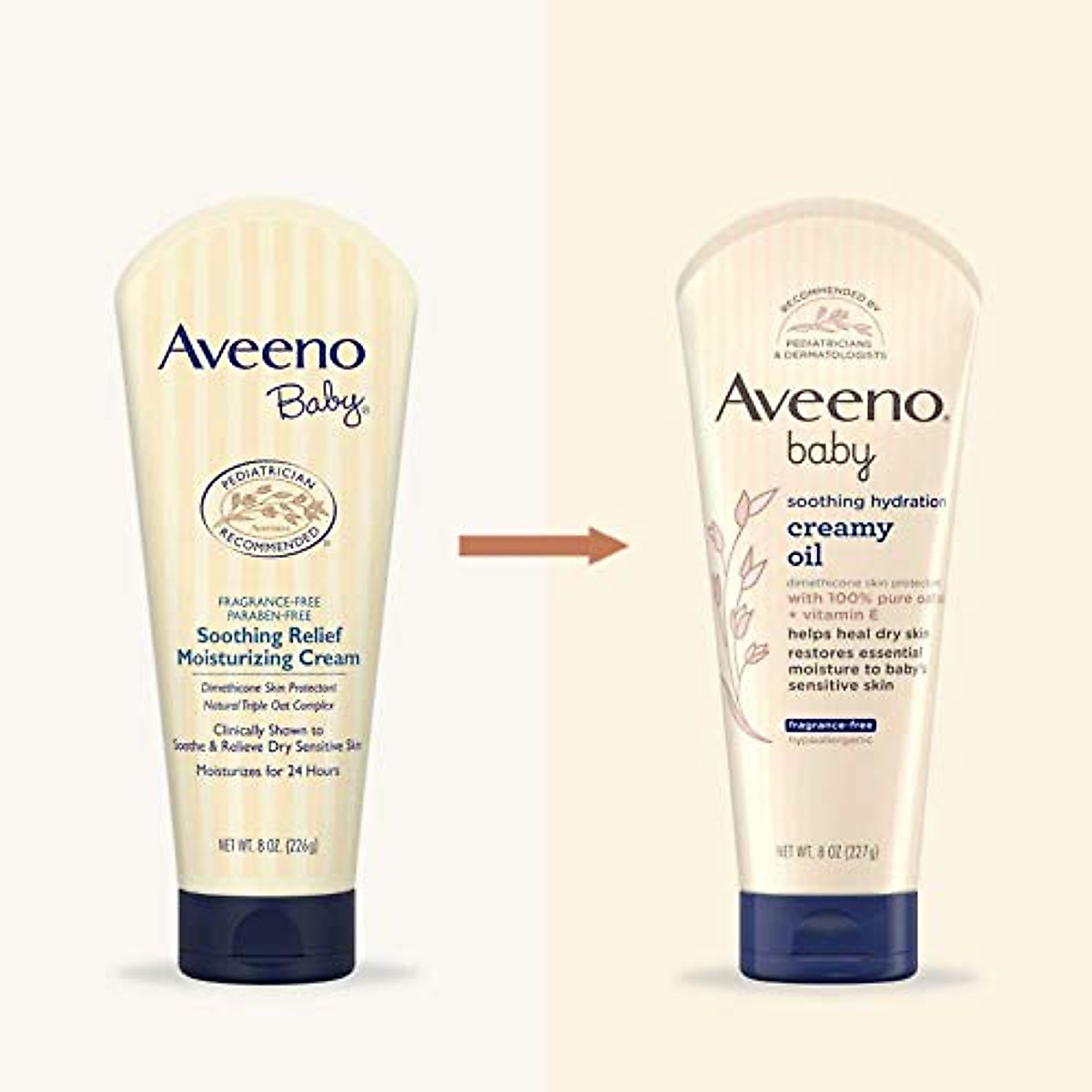 Aveeno Baby Soothing Hydration Creamy Oil for Dry and Sensitive Skin, Fragrance- and Steroid-Free, 8 Fl Oz