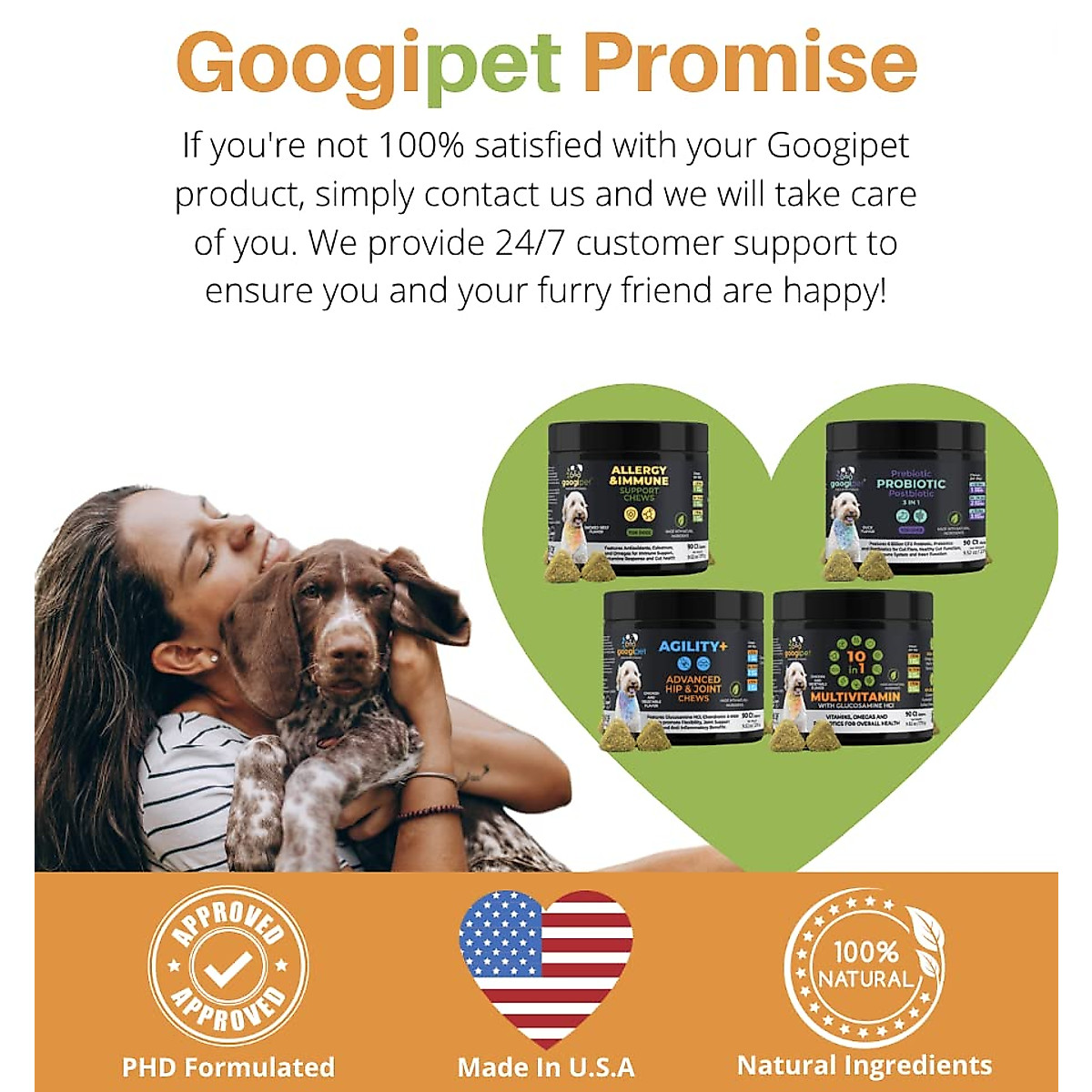 Googipet 10 in 1 Dog Multivitamin with Dog Probiotics for Gut Health, Dog Vitamins and Supplements with MSM & Glucosamine for Dogs Hip & Joint Support - Chondroitin & Omega 3 Fish Oil for Skin & Coat