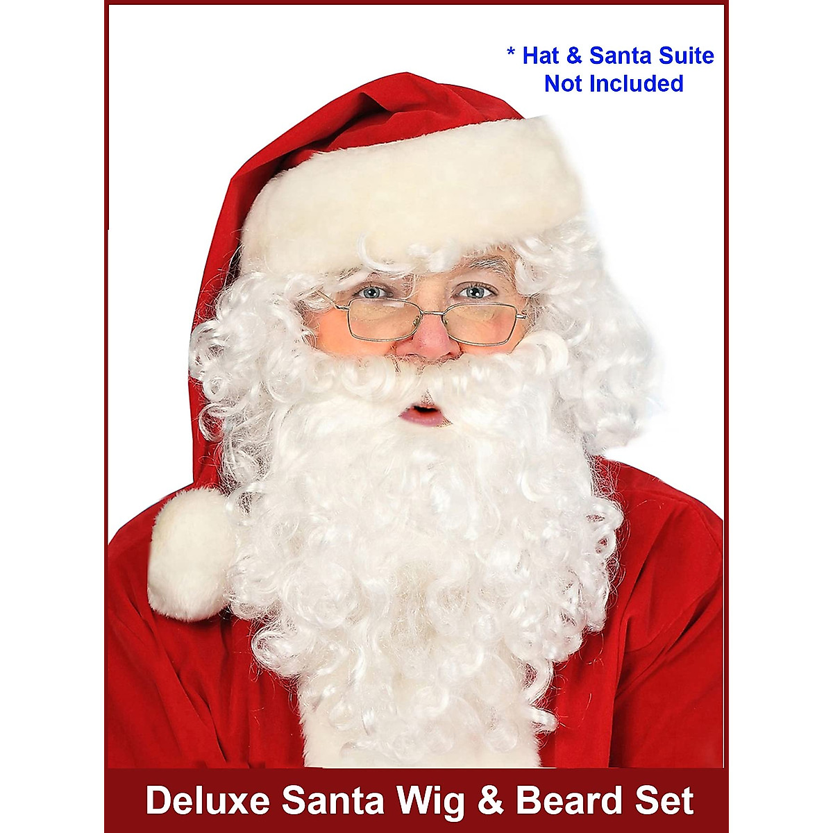 Costume Adventure Deluxe Santa Beard and Wig Set Santa Claus Beard and Wig Santa Clause Beard Set Deluxe Santa Clause Beard and Wig Set - One Size