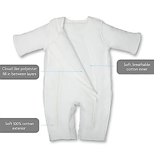 Baby Brezza 2-in-1 Double Zipper Baby Sleepsuit - Unique Swaddle Transition Sleepsuit - Breathable with Mesh Panels - Converts from Sleepsuit to Sleep Vest, 6-9 Months, Cream