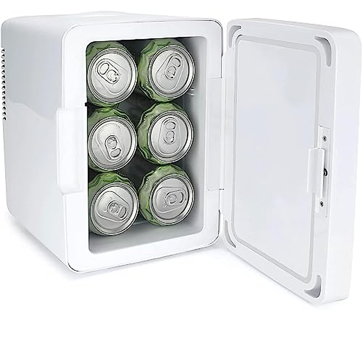 PERSONAL CHILLER Portable Mini Fridge Cooler and Warmer, 4 Liter Capacity Chills Six 12 oz Cans, Snacks, and Skincare Products, 100% Freon-Free, Marble Door