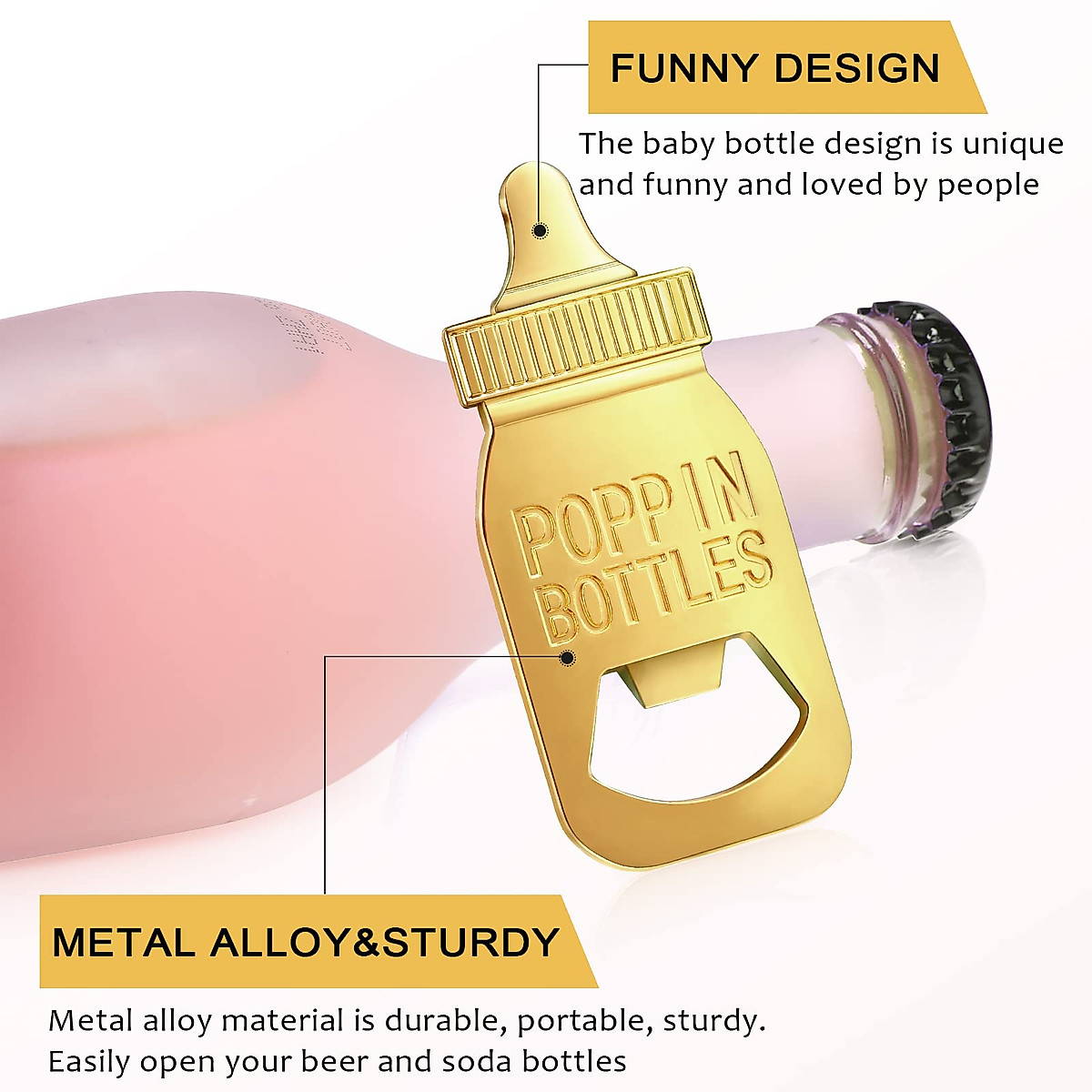 30 Pieces Baby Shower Bottle Opener Party Favor for Guest Popping Baby Bottle Shaped Opener Baby Girl Boy Birthday Wedding Gender Reveal Party Souvenirs Return Gifts (Pink)