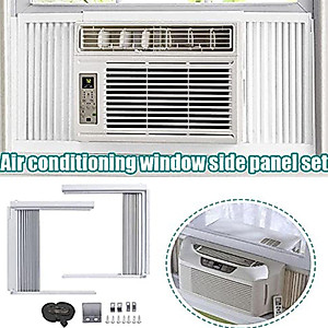 tangchen Window Air Conditioner Side Panels with Frame, Room AC Accordion Filler Curtain Kit Replacement, Adjustable Insulation AC Side Panel for Preventing Heat Noise