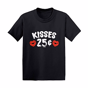 Kisses 25¢ - Cents Hearts Love Cute Infant/Toddler Cotton Jersey T-Shirt (Black, 12 Months)