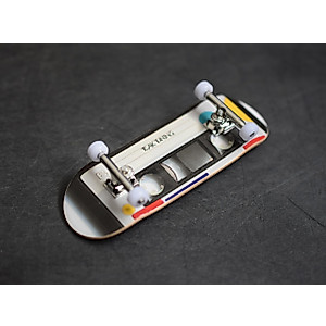 Teak Tuning 32mm Pro Fingerboard Heat Transfer Graphic Complete - Fully Assembled with Pro Level Parts - Pro Shaped Wood Deck (34x97mm), UltraSpin Wheels, Prodigy Trucks - Cassette Tape