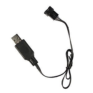 JIECHUN SM-4P Charger for RC Car 7.4V Li-ion Battery, USB Charging Cable 2-Pack