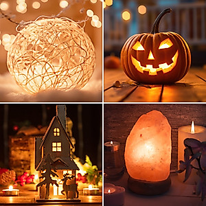 Meonum 4 Pack Christmas Village Light, Light Cord with 5 LED Light Bulb, 12 Ft Accessory Cord with C7 Lamp, Rotary On/Off, Female/Male Plugs, Spare Fuses, C7 Light Cord for Village House Craft Decor