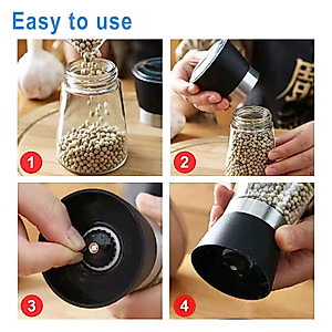 TINGFENG Epare Salt or Pepper Grinder, Best Spice Mill One Handed Pepper Grinder, Mini Unicorn Pepper Grinder( 1P) (Black)