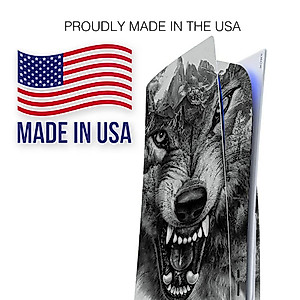ITS A Skin Skins Compatible with Sony Playstation 5 Console Disc Edition - Protective Decal Overlay Stickers wrap Cover - Angry Wolf Growling Mountains