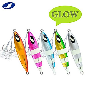 OCEAN CAT 1 PC Slow Fall Pitch Lead Metal Flat Fishing Jigs Lures Sinking Vertical Jigging Bait with Butterfly Hook for Saltwater Fishing (Silver, 100g)