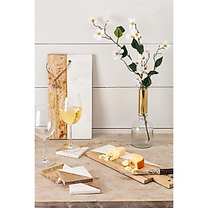 Gerson 95015-14"L x 7"W x .65" Mango Wood and White Marble Cutting Board Kitchen Dining Serving