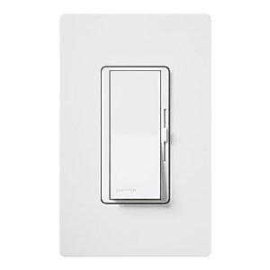 Lutron Diva Dimmer for Incandescent and Halogen, 600-Watt, Single-Pole, with Wallplate, DVW-600PH-WH, White