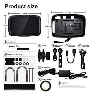 LBW Professional Wireless Apple Carplay/Wireless Android Auto Touchscreen for Motorcycle, 5 Inch Portable Motorcycle GPS Navigation System Via Car Play/Android Auto, IPX7 Waterproof, 5G Dual Bluetooth