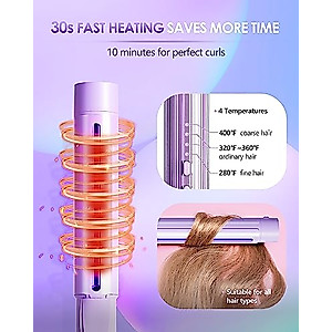 NOVUS 1.5 Inch Curling Wand, Adjustable Tightness Curling Iron, Negative Ions Hair Curler, Large Barrel Curling Iron, Dual Voltage Bionic Curling Iron, Curling Iron for Long Hair, Hair Curlers Iron