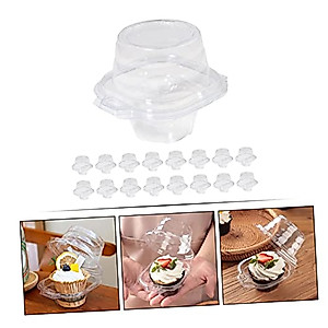 UPKOCH 20pcs Cupcake Package Boxes Cupcake Box Disposable to Go Containers Mini Paper Cups Plastic Container with Lid Cake Carrier Mini Cupcake Container Plastic Mooncake Case Single