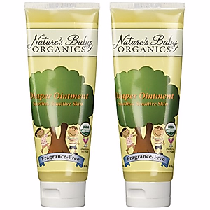 Nature's Baby Organics Organic Diaper Ointment Cream, Fragrance Free, 3-Ounce Tubes (Pack of 2)