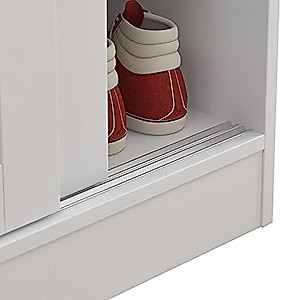 Homsee Shoe Storage Cabinet with 2 Sliding Doors, Wooden 4-Tier Shoe Rack Organizer for Entryway, White (31.5”L x 13.8”W x 40”H)