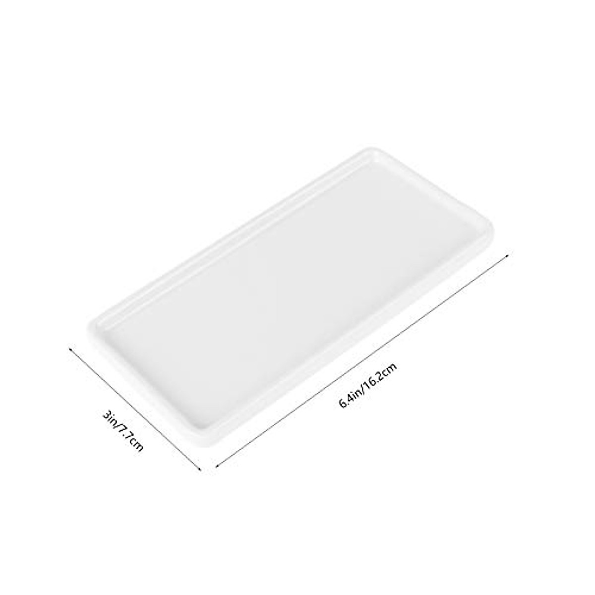 DOITOOL Ceramic Vanity Tray Small , 2 Pcs White Bathroom Tray Bathroom Storage Trays, Bathtub Tray Rectangular Cosmetics Holder for Tissues, Candles, Towel, Soap, Jewelry, Perfume (White)