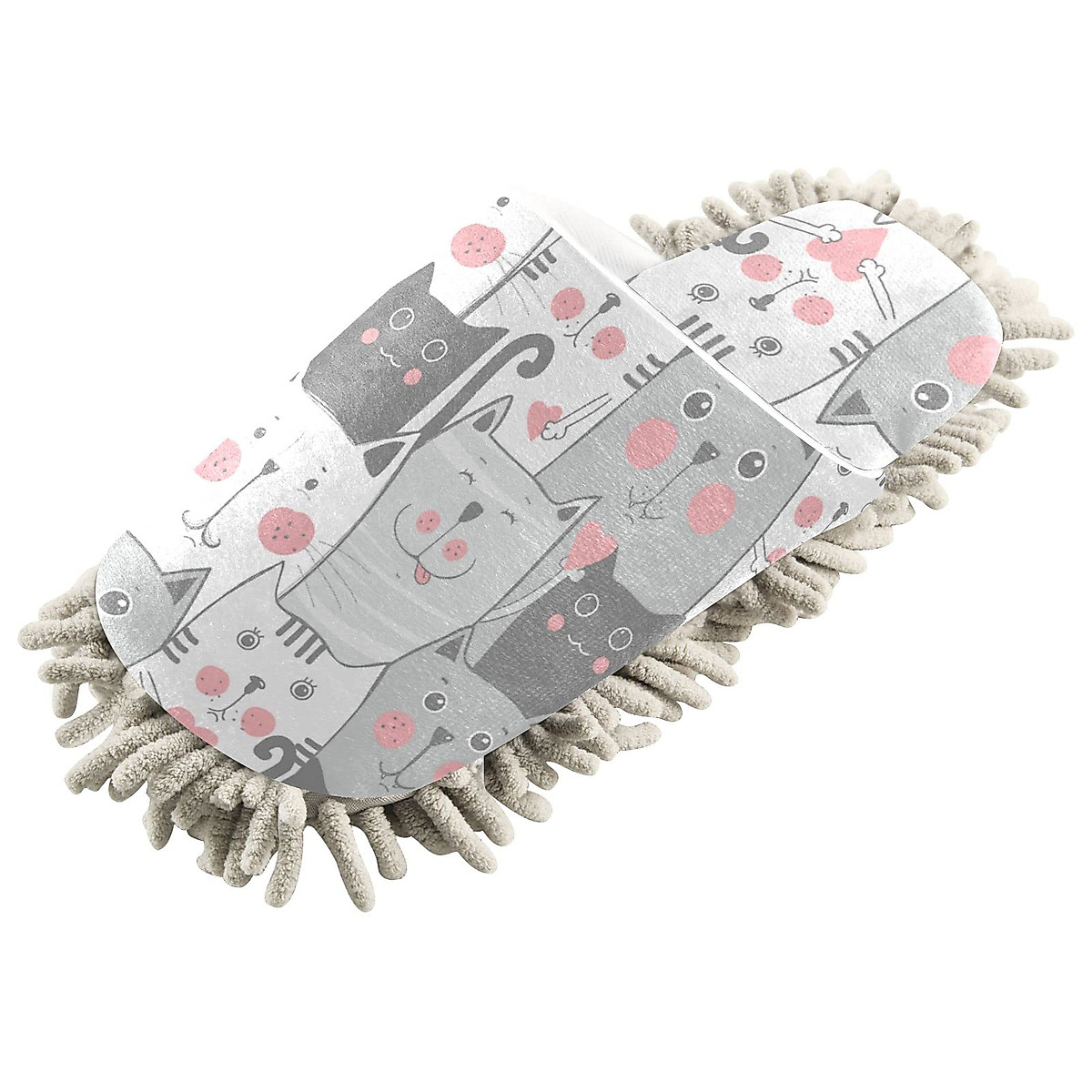Lucky Cat Mop Slippers Shoes Cover for Floor Cleaning Washable Dust Dirty Hair Cleaners Microfiber Mop Socks for Kitchen House Office