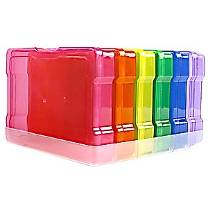 novelinks Transparent 4" x 6" Photo Storage Boxes - Photo Organizer Cases Photo Keeper Picture Storage Containers Box for Photos - 6 PACK (Multi-colored)