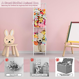 NANANARDOSO Large Stuffed Animal Storage Holder, Toy Storage Organizer for Plush Toy Holder,Stuffed Animal Zoo Storage Cage for Nursery Playroom Bedroom Toy Organizer,White