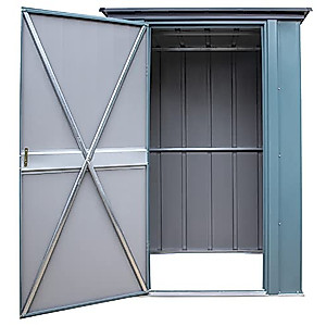 Spacemaker 4' x 3' Compact Outdoor Metal Backyard, Patio, and Garden Storage Shed Kit, Juniper Berry