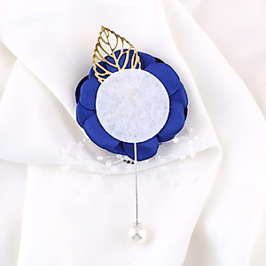 WANLIAN Blue Bridesmaid Wrist Corsage Wedding Flowers Prom Rose Corsage and Boutonniere Set for Wedding Party Prom Wedding Ceremony Anniversary Set of 2(Blue)