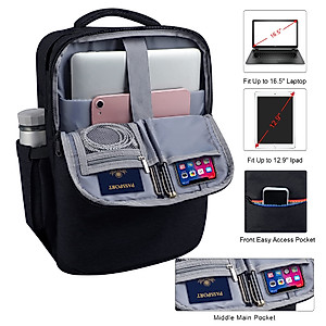 Maymooner Travel Backpack for Men Women Flight Approved Carry on Backpack Gym Overnight Luggage Laptop Daypack Waterproof Black