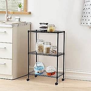 FRITHJILL 3 -Tier Rolling Utility Cart, Shelving Unit Organizer, Metal Display Stand