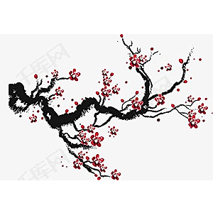Suandsu 2 Pcs Artificial Plum Blossom Fake Wintersweet DIY Flowers Home Hotel Office Wedding Party Garden Decor 9'' High Red