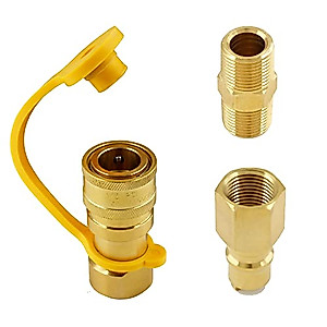 Unlorspy 3/8 Inch Natural Gas Brass Quick Connect Fittings, Solid Brass Propane Gas Connector Adapter with 3/8 Inch Male Pipe NPT Thread & 3/8 Inch Female NPT Thread