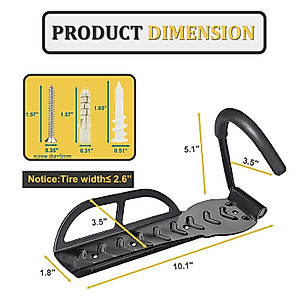 Bike Rack for Garage Wall Mount 2 Pack Vertical Bike Hooks Bicycle Hanging Hooks for Indoor Storage with Non-reversible Hooks