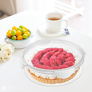 ATRDTO 11inch Food Storage Container with Lid -Pie Keepers Clear Plastic Food Storage Containers Holds 9~10Inch Cakes Pies Pastries (White 1pc)