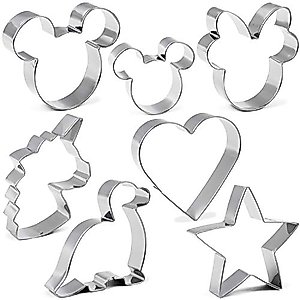 Cookie Cutter for Kids,Mouse Unicorn Dinosaur Heart Star Shapes Stainless Steel Cookie Cutters Mold for Cakes,Biscuits and Sandwiches