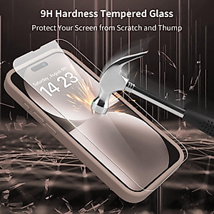 bicol Compatible with iPhone 15 Pro Max Case with Screen Protector,Enhanced Camera Lens Protection,Soft Liquid Silicone Protective Cover,Slim Fit Protective Phone Case 6.7" Light Brown