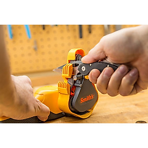 Smith’s 50933 Knife & Scissor Electric Belt Sharpener – Fine, Medium, & Coarse Belts – Straight Edge Blades – Handheld Sharpening – Workshop & Tool Sharpener