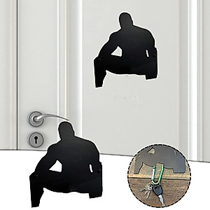 Hmango Keychain Holder with Big Thoughts,Barry Wood Key Holder-Stylish and Practical Organizer for Your Keys, Funny Wall Hanging Art for Bedroom Door. (2PC-Black-6inch)