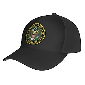 Tavos Army Retired Trucker Hat for Men - Baseball Snapback Cap Outdoors Black