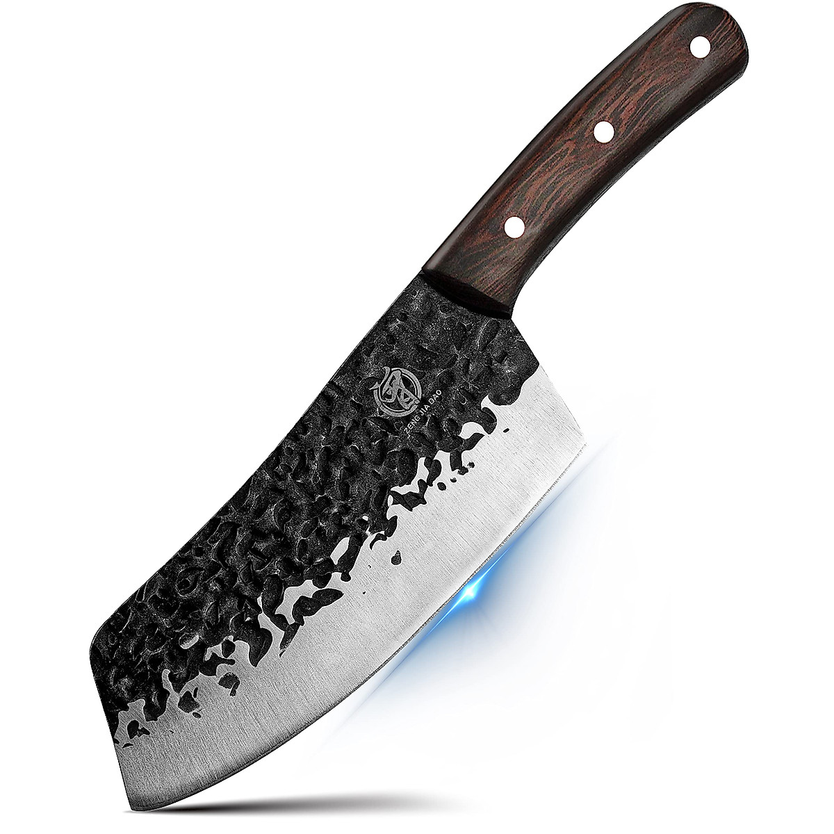 ZENG JIA DAO Chef Cleaver Knife 7 inch, Kitchen chopper for meat and vegetable, High Carbon Steel With Wenge Wood Handle Camping Cooking Cutlery Gift