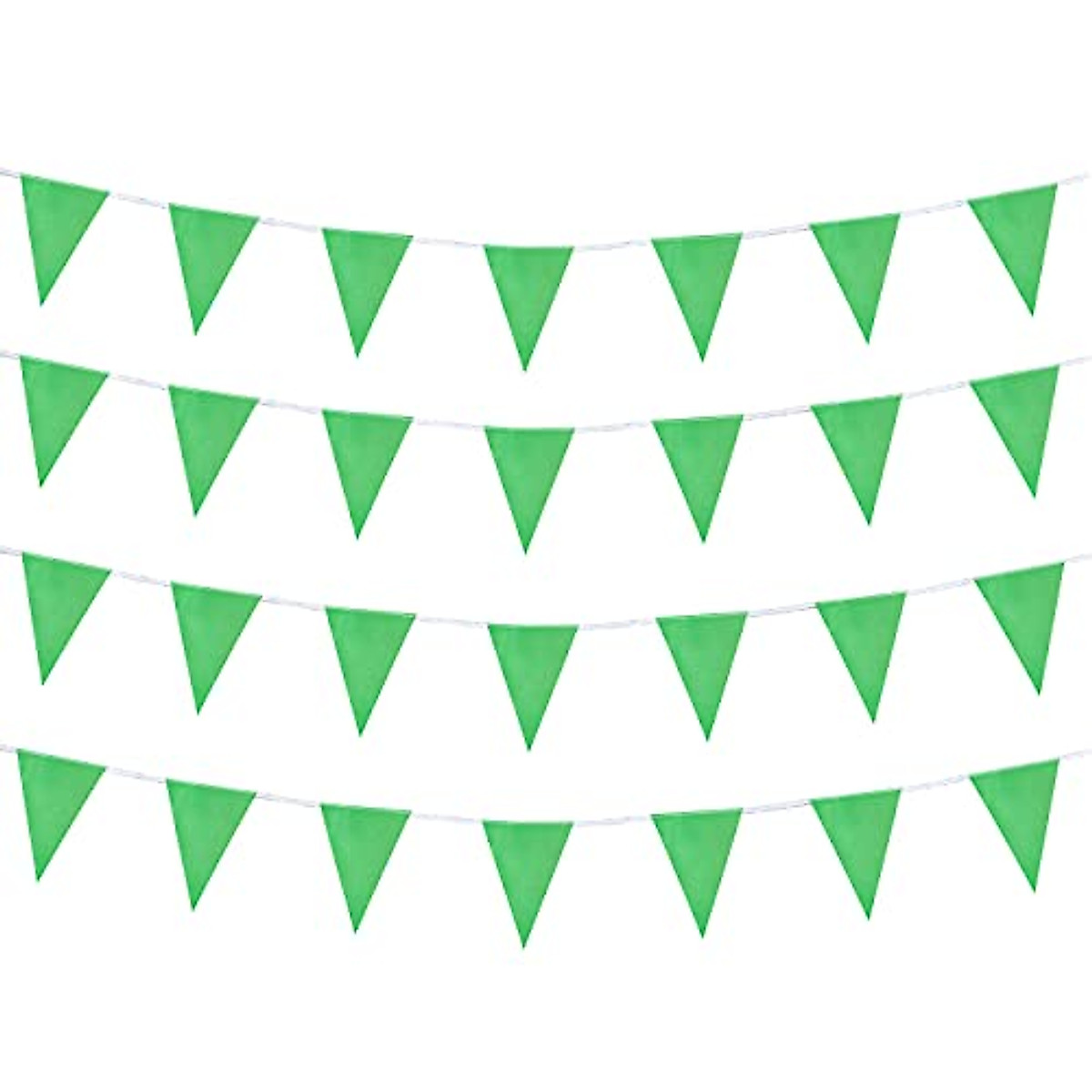 tibijoy 260 Feet Green Pennant Banners Flags DIY String Triangle Bunting Flags Polyester Banners for Party Grand Opening,Christmas Party,Outdoor Decorations,150 Pcs