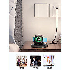 NEWDERY Charger Dock for Fitbit Sense 2/Sense/Versa 4/Versa 3, Magnetic Watch Charger Stand with Charging Cable, Charger Replacement Accessories for Fitbit Sense 2/Sense/Versa 4/Versa 3, Black