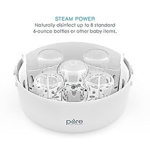 Pure Enrichment® PureBaby® Microwave Bottle Sterilizer - Fast and Easy Natural Steam Sterilizer, 8 Bottle Capacity, BPA Free - Ideal for Bottles, Pacifiers, Training Cups, and Breast Pump Parts